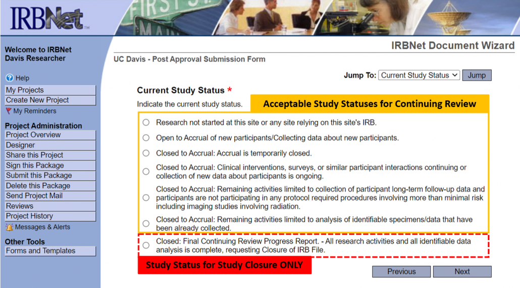 Continuing Review/Study Closure - IRB